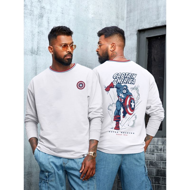 Buy The Souled Store Captain America Comic Cotton Oversized Full Sleeve ...