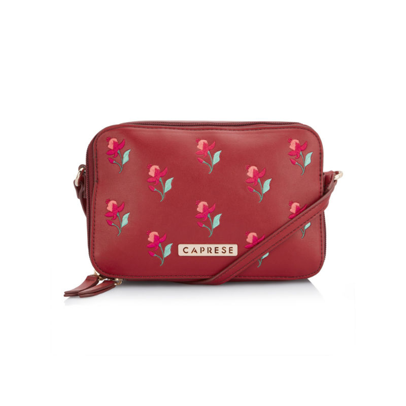 Buy Caprese Blossom Box Medium Red Clutch Online