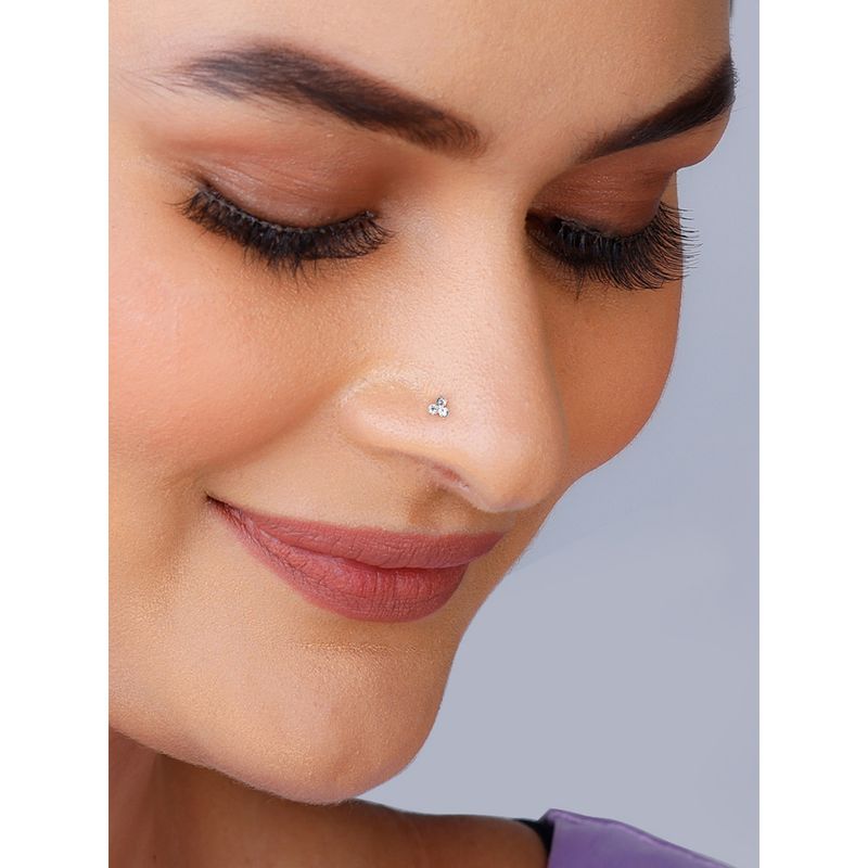 Buy GIVA Sterling Silver Three Stone Nose Pin for Womens Online