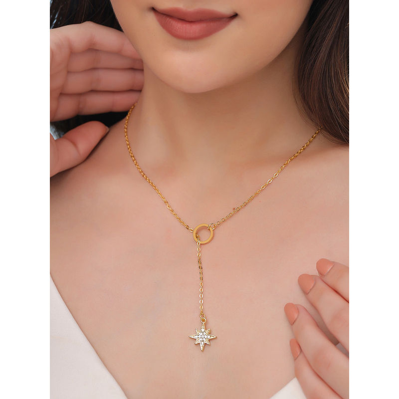 Buy Yellow Chimes Gold Plated Star Shaped Chain Necklace Online