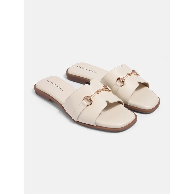 Buy Lemon & Pepper Women Cream Flats Online