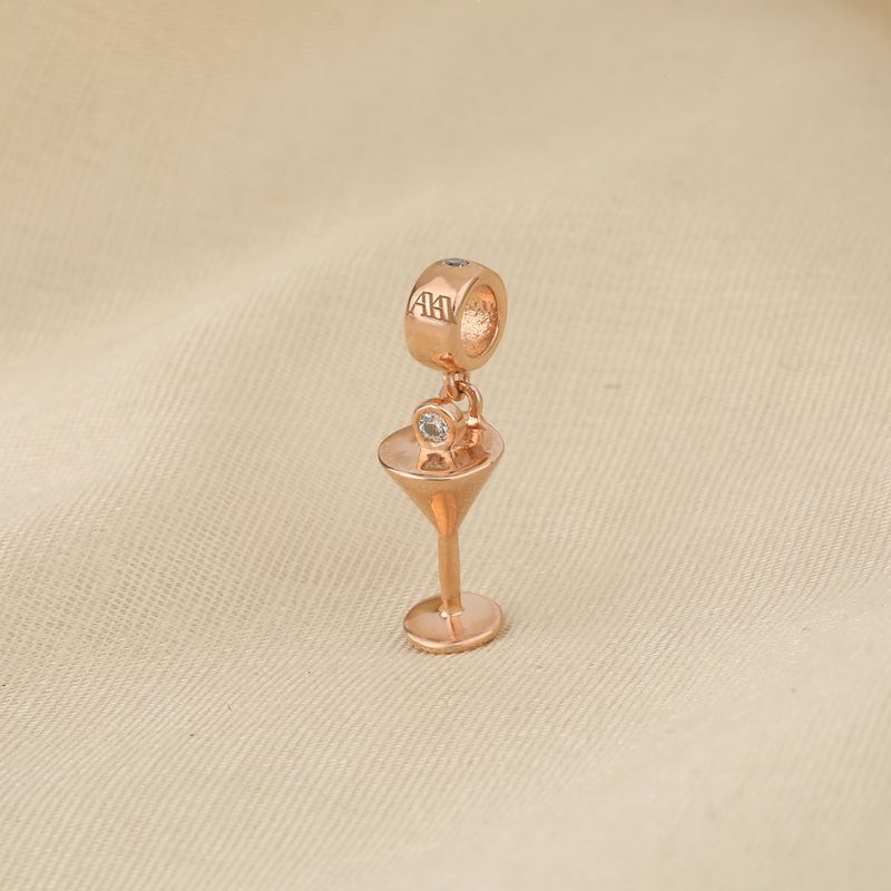 Buy Praavy 925 Sterling Silver Cocktail Glass Charm platted in Rose ...