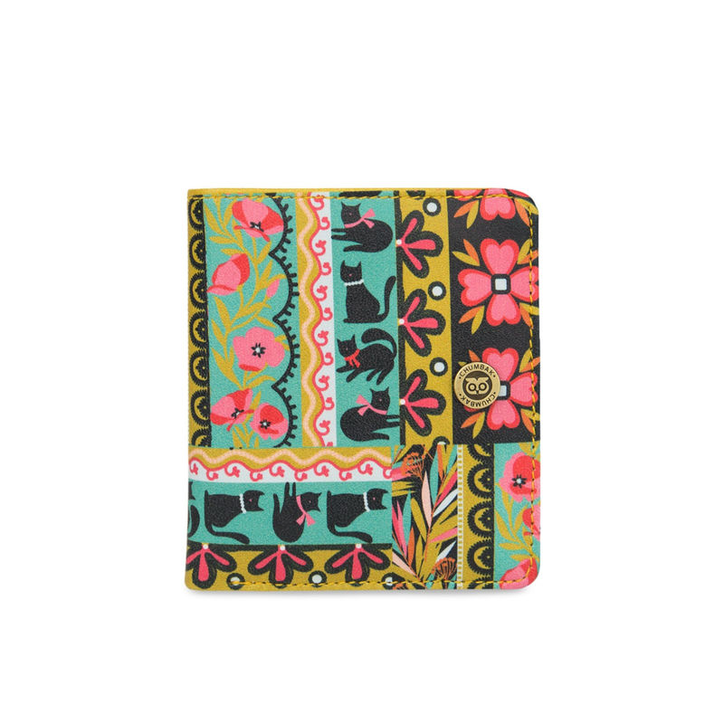 Buy Chumbak Cat Play Snap Button Wallet - Yellow Online