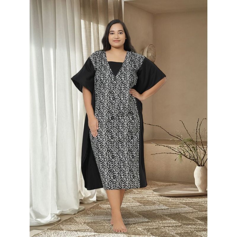 Buy LASTINCH Women Plus Size Raven Black Kaftan Maxi Night Dress Online