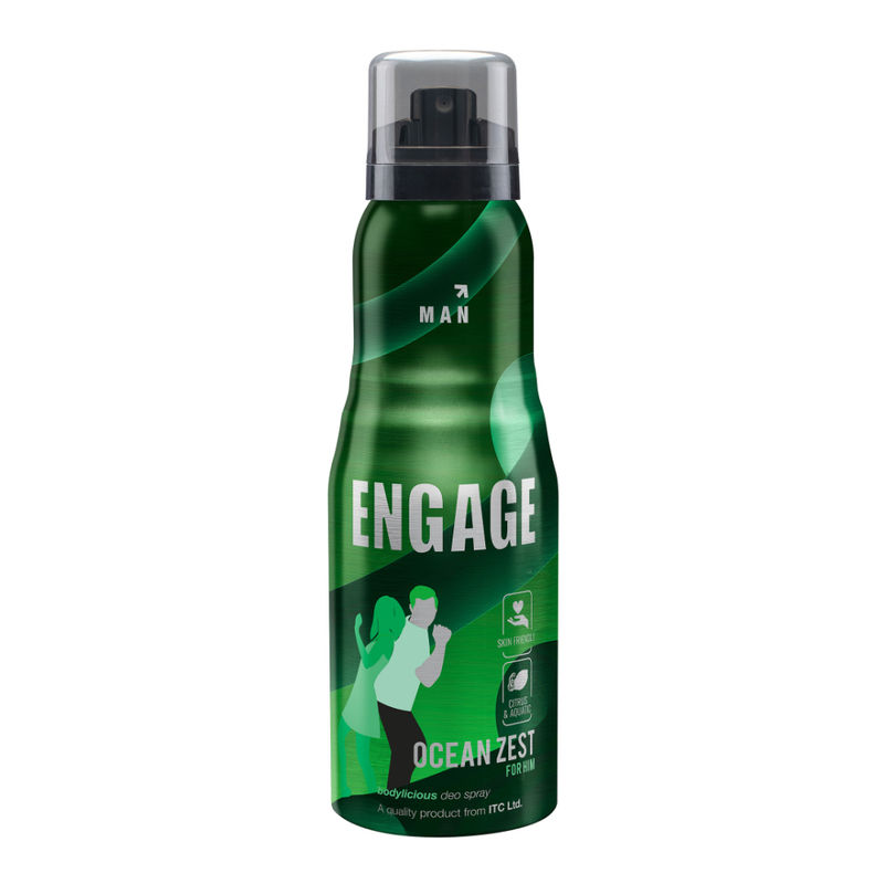 Buy Engage Ocean Zest Deodorant for Men, Citrus & Aqua, Skin Friendly ...