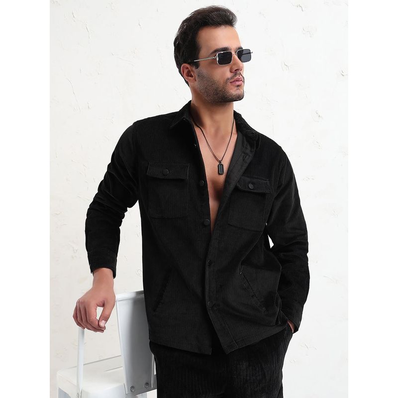 Buy SHOWOFF Men Black Solid Slim Fit Shacket Online
