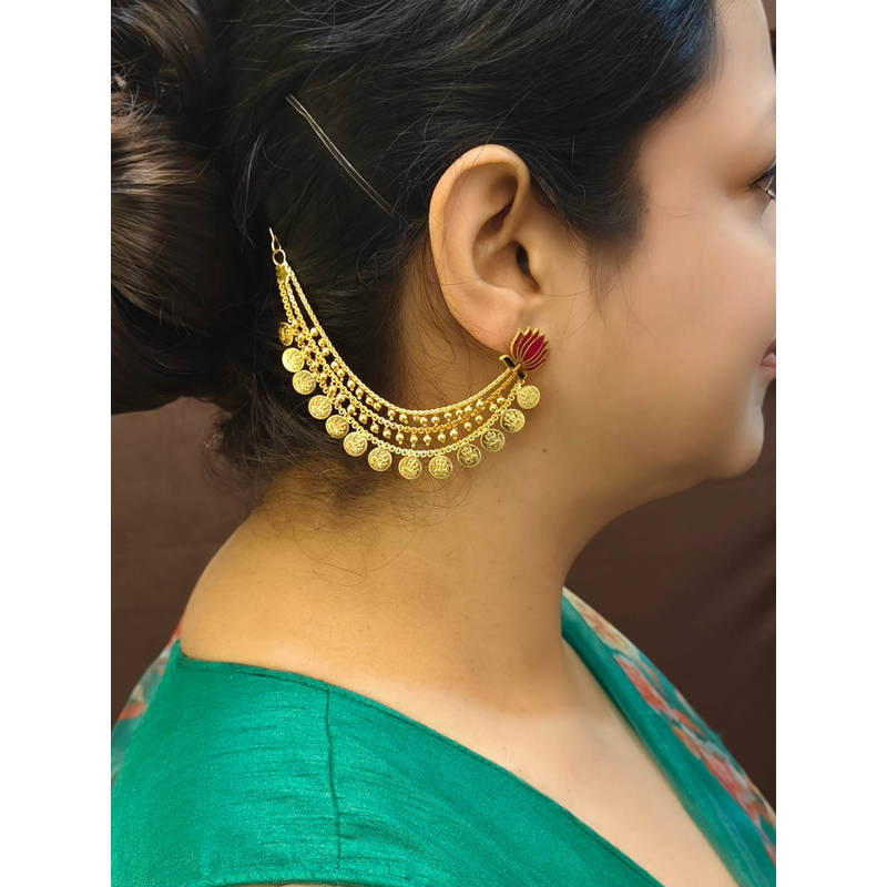 Buy GRIIHAM Gold Plated Coin Three Line Ear Chain Online