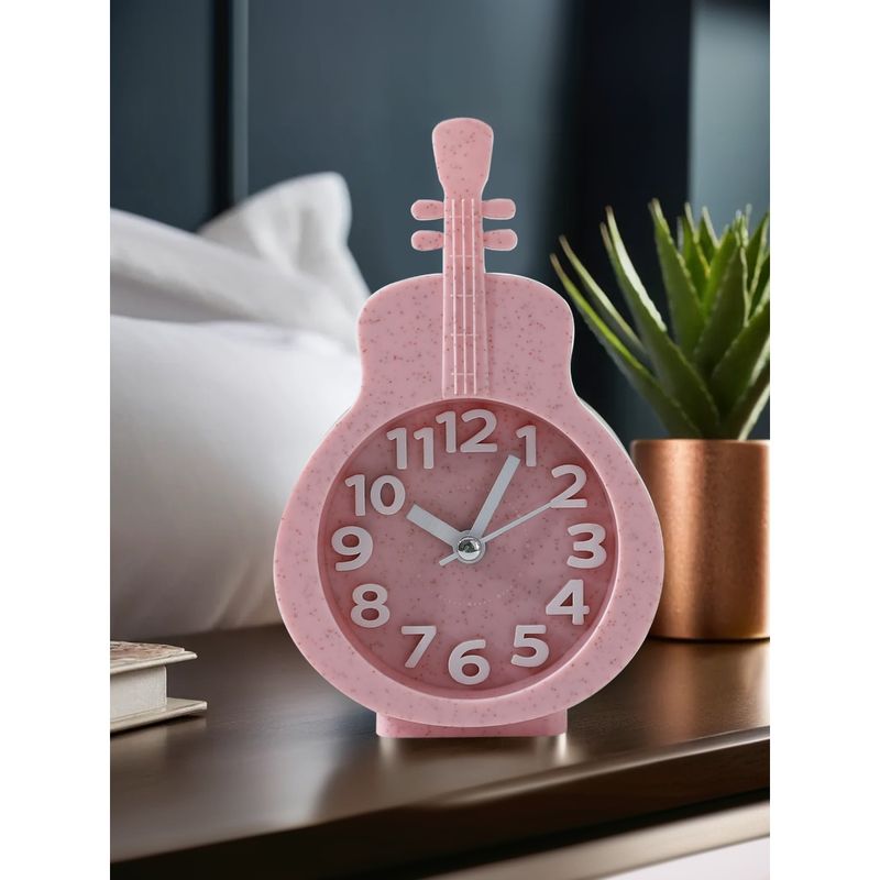Buy Savya Home Alarm Clock Violin Shaped Aesthetic Clock Pink Online