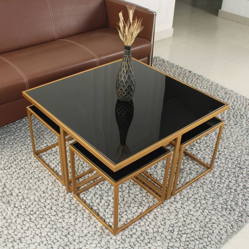 Buy Claymint Valentino Black Glass Nesting Coffee Table in Dark Gold ...