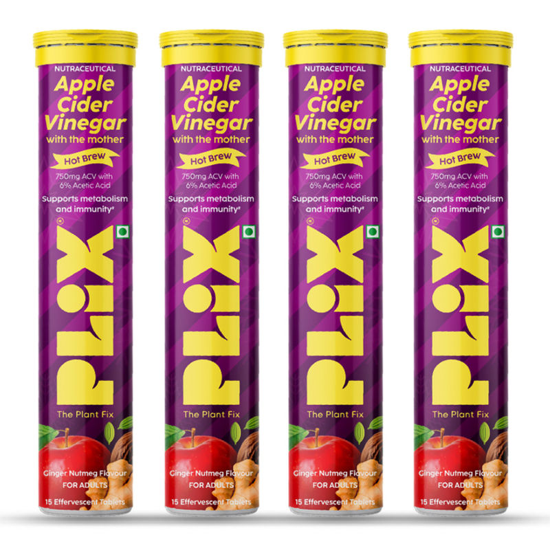Buy Plix The Plant Fix ACV Hot Brew Ginger Nutmeg Effervescent Tablets ...