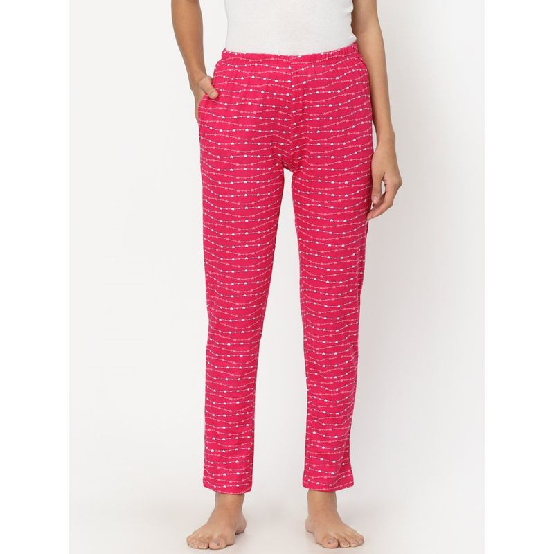 Buy Sweet Dreams Women Printed Pink 100 Percent Cotton Pyjamas Online