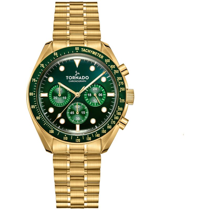 Buy Tornado Cosmic Chrono Chronograph Green Sunray Dial Watch (T22103 ...