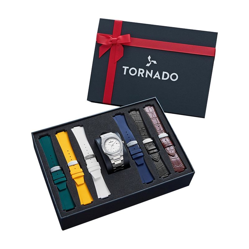 Buy Tornado Gift Set Analog White with Engraved Stripes Dial Watch ...