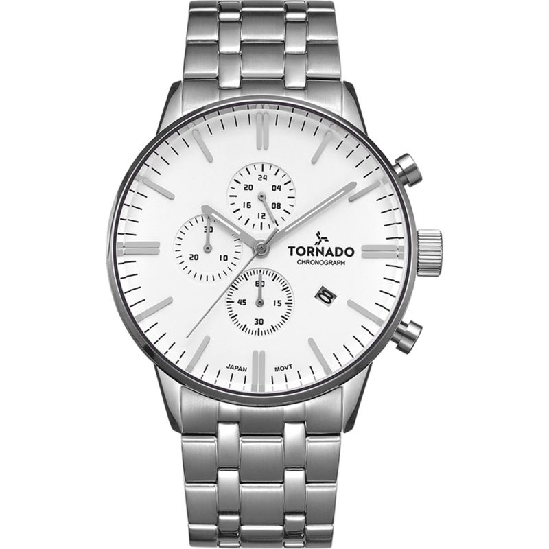 Buy Tornado Chronograph White Watch (T6102-SBSS) (M) Online