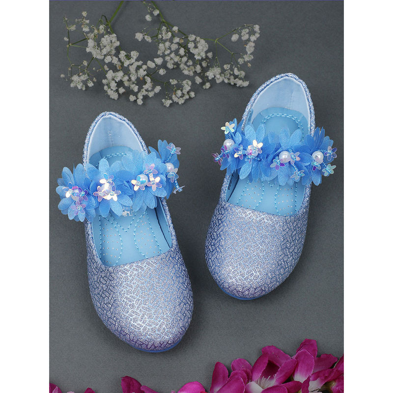 Baby Moo Bash Kids Elsa Floral Applique Mary Jane Ballerinas Blue: Buy ...