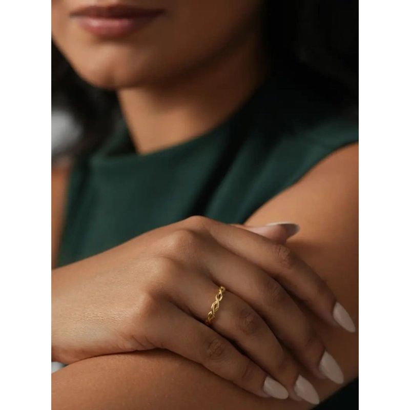 Buy MABEL 925 Sterling Silver 18 Karat Gold Plated Braid Adjustable Band Ring, Jewellery for ...