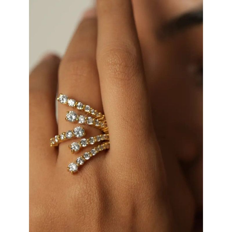 Buy MABEL 925 Sterling Silver 18 Karat Gold Plated Studded Rays ...
