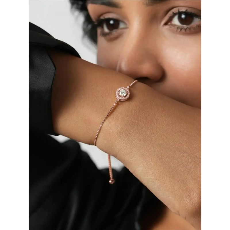 Buy MABEL 925 Sterling Silver 18 Karat Gold Plated Round Halo Bracelet ...