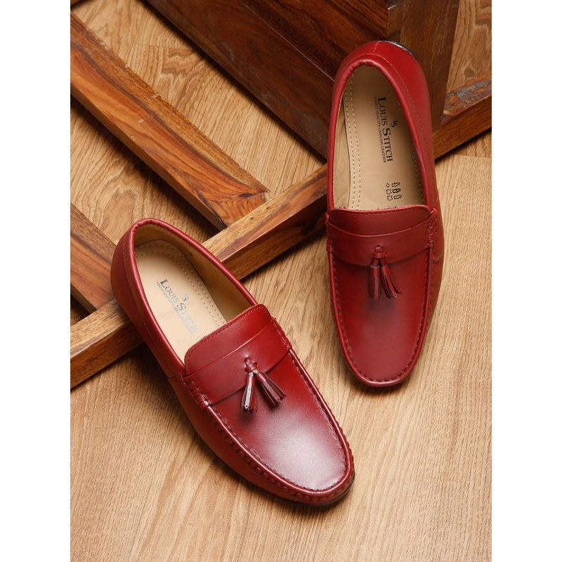 Buy Louis Stitch Ferrari Red Premium Italian Leather Handcrafted Tassel ...