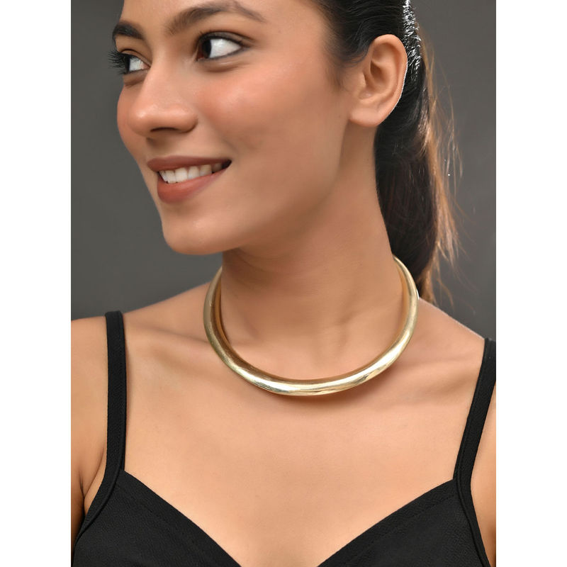 Buy Silvermerc Designs Minimalist Gold Plated Open Cuff Necklace Online
