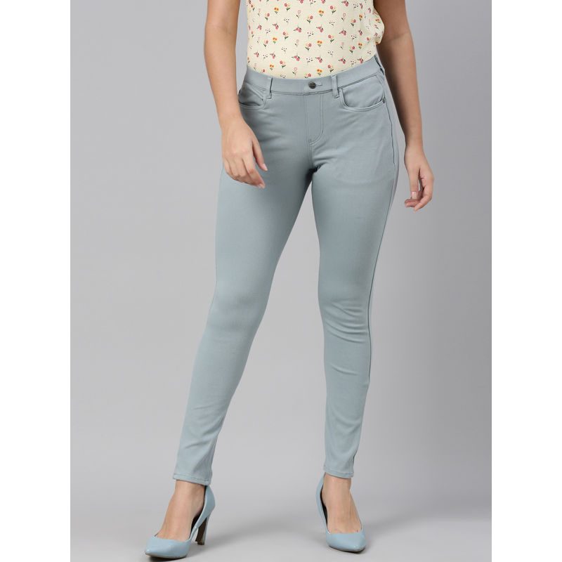 Buy Go Colors Women Dusty Solid Super Stretch Jeggings - Blue Online