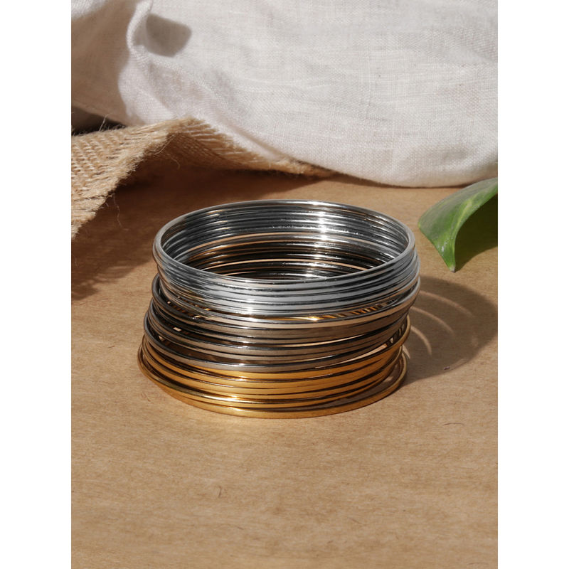 Buy ToniQ Metal Gold Silver Metallic Multi Color Plated Bangle For ...