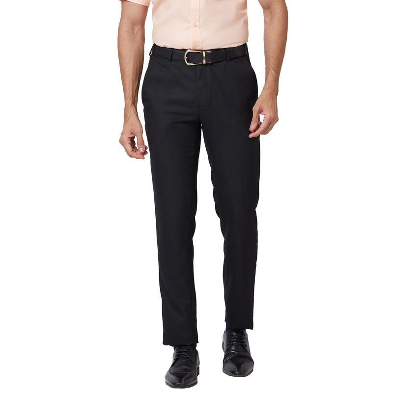 Buy Raymond Slim Fit Solid Black Formal Trouser Online