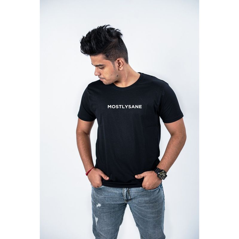 Buy MerchGarage Black Mostlysane Round Neck T-Shirt By Mostlysane (4XL ...
