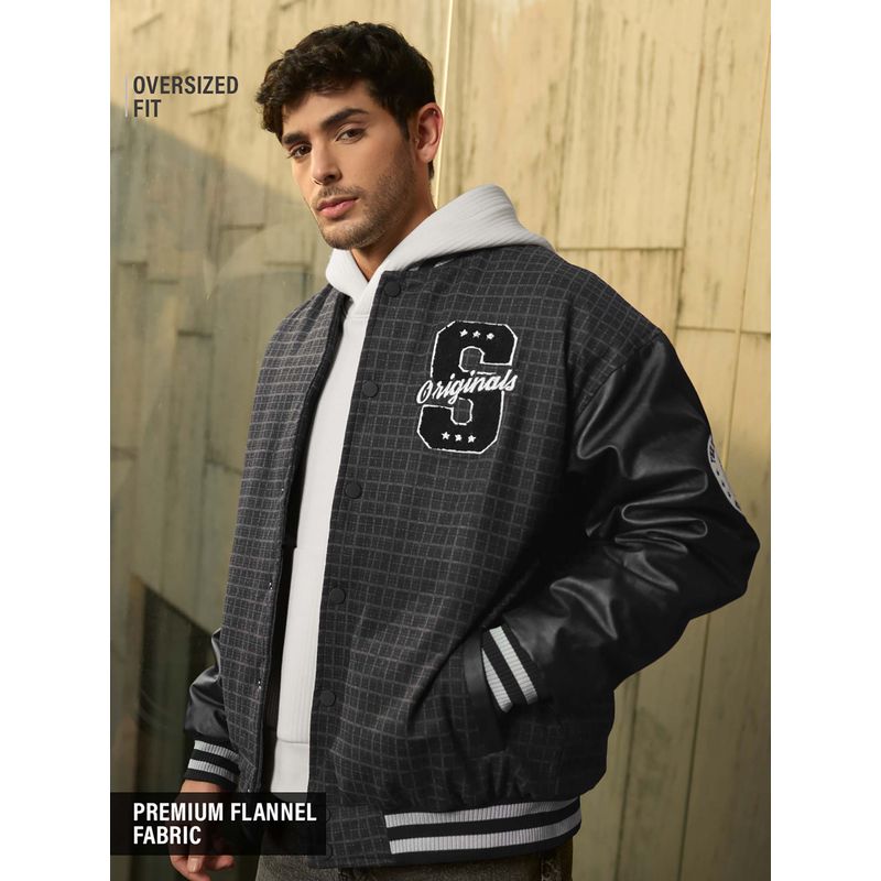 Buy The Souled Store Grey Checks Oversized Fit Jacket Online