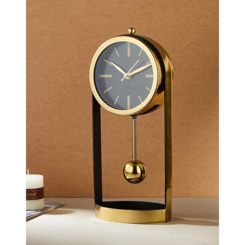 Buy Fabindia Gold Metal Plated Farsi Table Clock Online