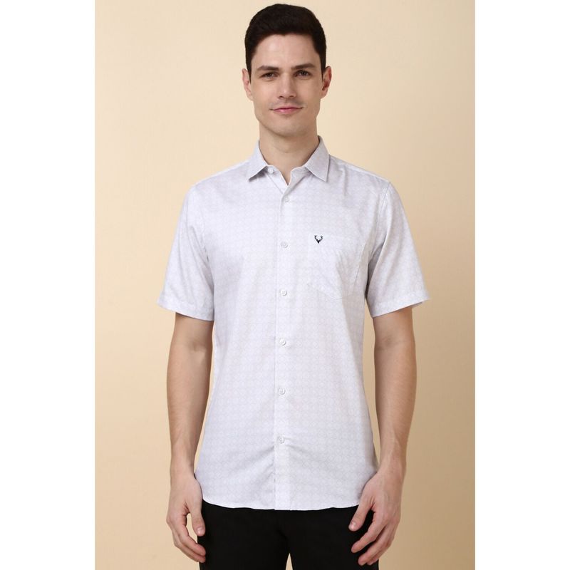 Buy Allen Solly Men White Slim Fit Geometric Print Half Sleeves Casual ...