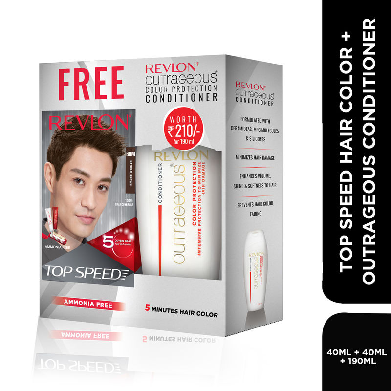 Buy Revlon Top Speed Hair Color Men- Natural Brown 60m + Free ...