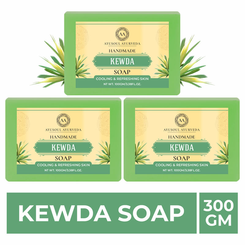 Buy Ayusoul Ayurveda Handmade Kewda Bath Soap (Pack of 3) Online