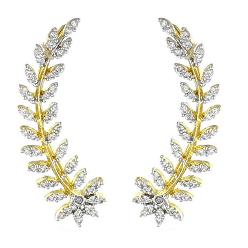 Youbella Gold Plated American Diamond Leaf Earcuff: Buy Youbella Gold Plated American Diamond ...
