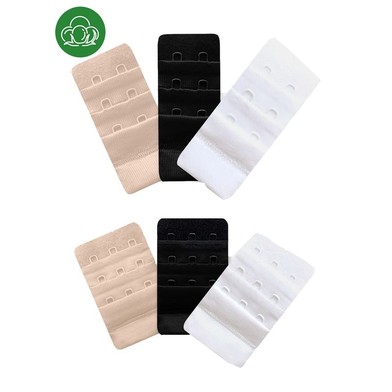 Buy Inner Sense 2 and 3 Hook and Eye Bra Extenders- Black Skin White ...