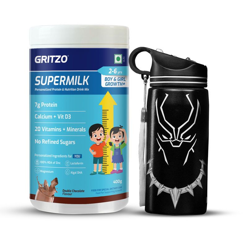 Buy Gritzo Supermilk Growth+ Protein Double Chocolate For 2 -6Y With ...