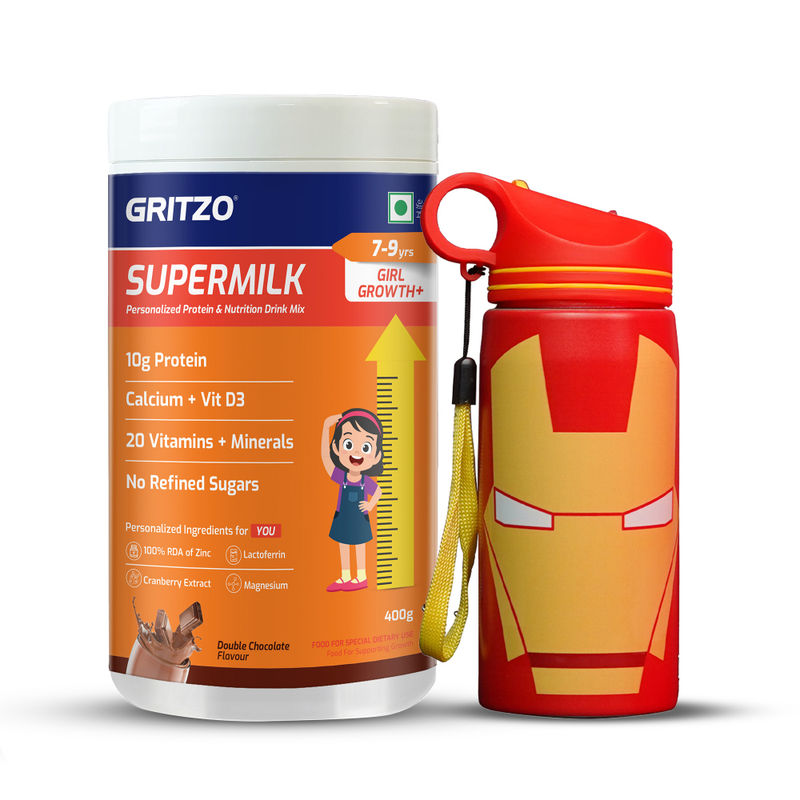 Buy Gritzo Supermilk Growth+ 10G Protein Double Chocolate For 7 -9Y ...