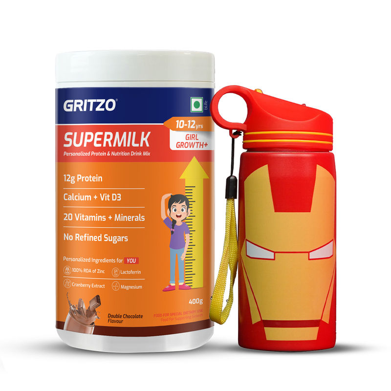 Buy Gritzo Supermilk Growth+ 12G Protein Double Chocolate For 10 -12Y ...