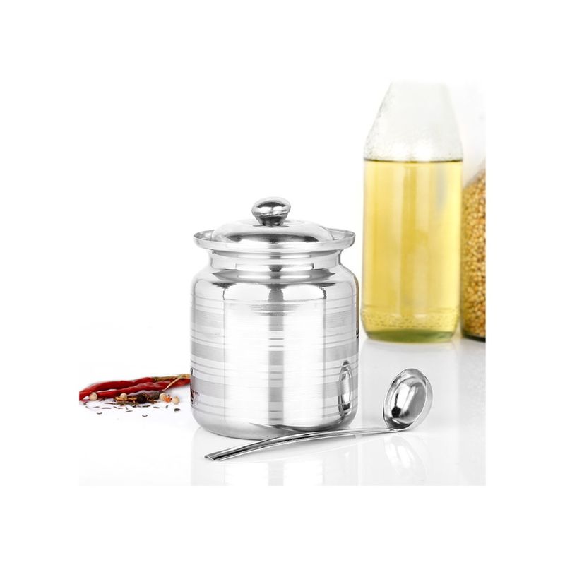 Buy Omega Stainless Steel Ghee-Oil Pot with Spoon (350 ml) (Set of 3 ...