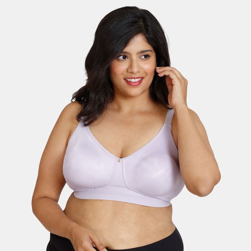 Buy Zivame True Curv Single Layered Non Wired Full Coverage Super Support Bra - Pastel Lilac Online
