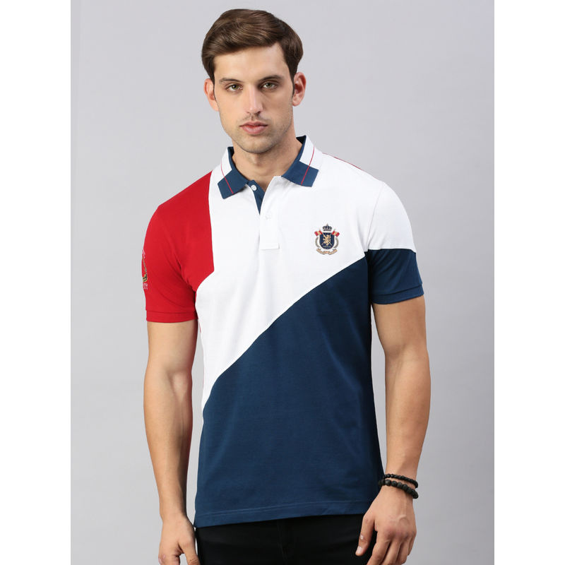 Buy Classic Polo Men Half Sleeves Multi-Color Slim Fit Colorblock Polo ...