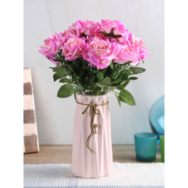 Buy Fourwalls Artificial Beautiful Velvet Rose Flower Bunch (40 cm Tall ...