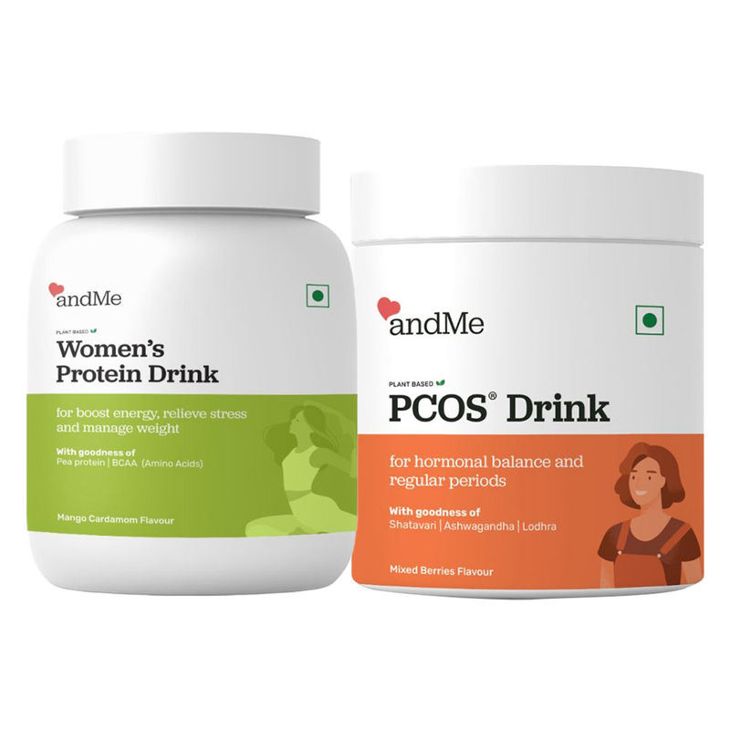 Buy andMe PCOS PCOD Powder (Mixed Berries) + Women's Plant Protein ...
