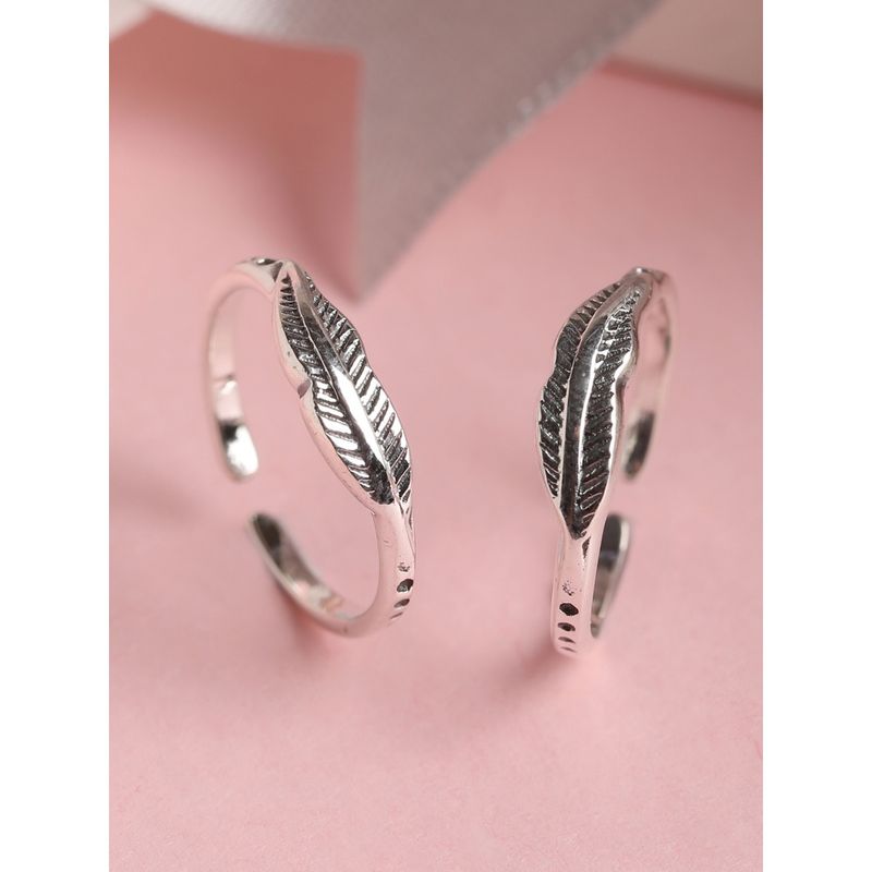Buy CLARA 925 Silver Size Adjustable Leaf Toe Rings Pair Gift For Women And Girls Online