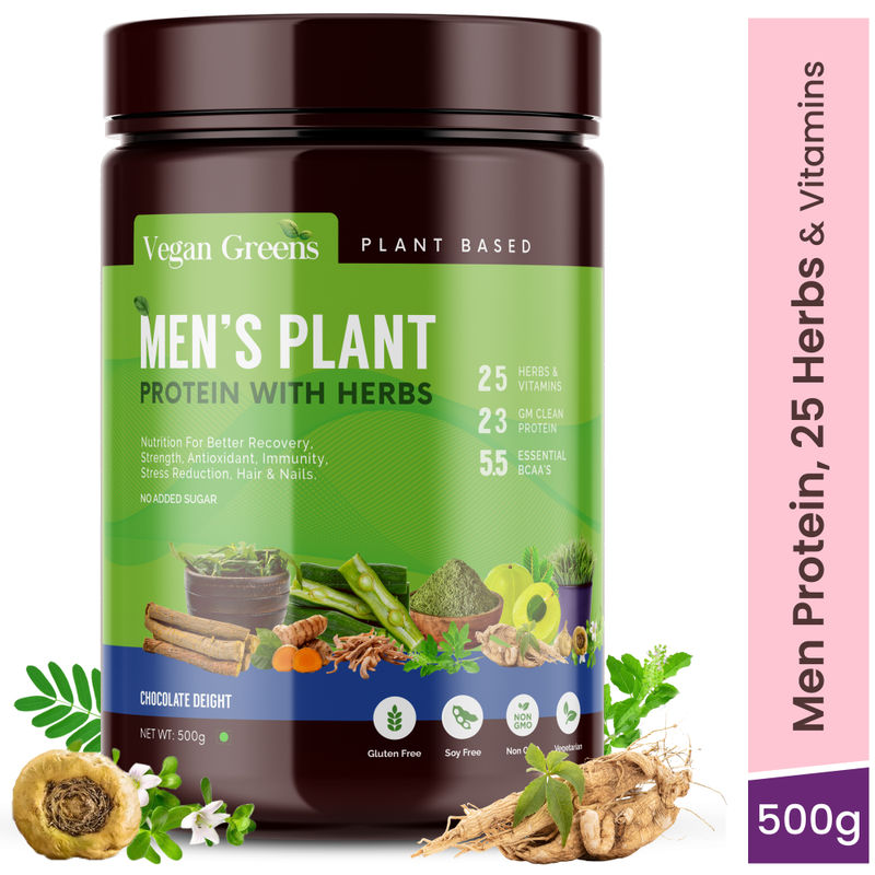 Buy Vegan Greens Clean Men's Plant Protein with Herbs Powder ...