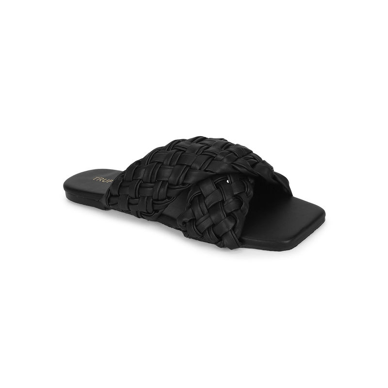 Buy Truffle Collection Black Patterned Flats Online