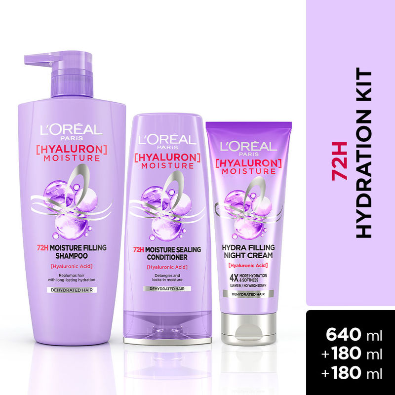 L'Oreal Paris Hyaluron Moisture 72H Hydrated Hair 3 - Step Routine ...