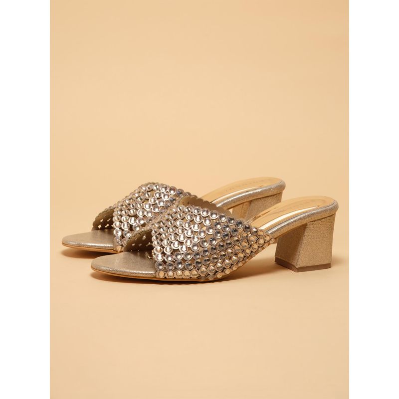 Buy Eridani Vaniah Gold Sandal Heels Online