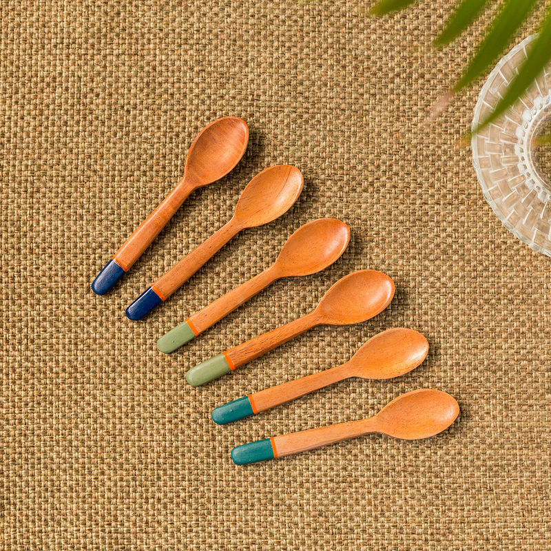 Buy ExclusiveLane The Peacock Spoonful's' Hand-painted Teaspoons In ...