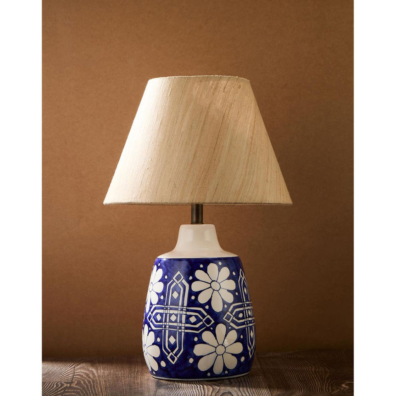 Buy Fabindia Blue Ceramic Bedside Table Lamp Online